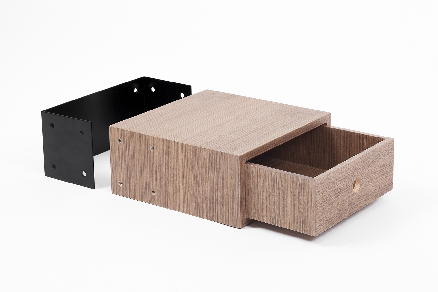 Table de chevet en métal et bois